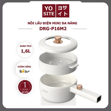 Nồi điện Mini đa Năng Bear 16l 3l Kèm Xửng Hấp Nồi Lẩu điện Mini Nồi