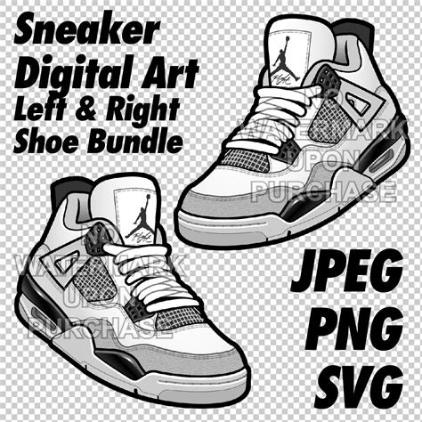 Air Jordan 4 Military Black Digital Sneaker Art In Jpeg Png Svg Files