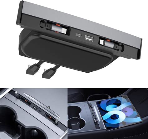 Leikaendi Boîte à Gants Usb Pour Tesla 2024 Model 3 Highland 4 En 1 Multiport Boîte à Gants