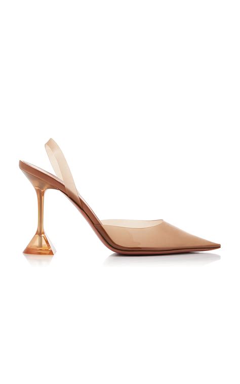 Amina Muaddi Holli 95 Pvc Slingback Pumps In Nude Modesens