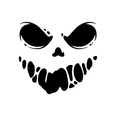 Scary Ghost Horror Face Silhouette Vector For Carving On Halloween Pumpkin 2756727 Vector Art At