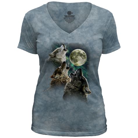 Three Wolf Moon Blue Grey V Neck Triblend Tee Limited Edition