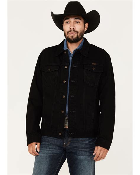 Wrangler Mens Shadow Black Unlined Button Down Denim Jacket Black