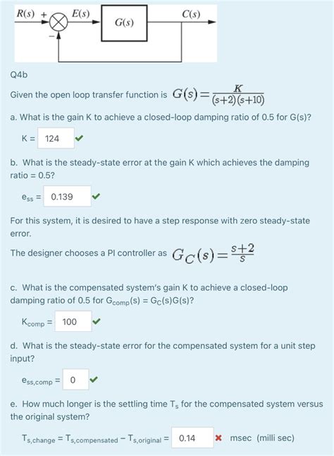 solved r s e s c s g s q4b given the open loop transfer
