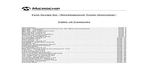 Pdf Text Script For Development Tools Overview” Table Of Contents