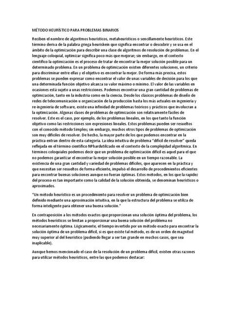 Método Heurístico Para Problemas Binarios Pdf
