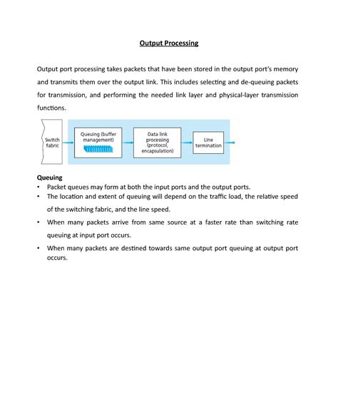 Output Processing Output Processing Output Port Processing Takes