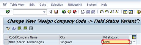 assign company code to field status variants erp qanda