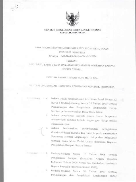 Permen Klh Tentang Baku Mutu Emisi Incinerator Pdf