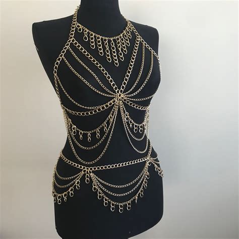 Body Harness Body Chain Body Necklace Chain Dress Belly Etsy