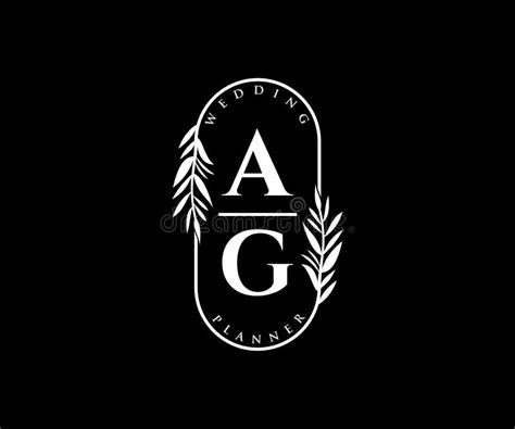 Ag Initials Letter Wedding Monogram Logos Collection Hand Drawn Modern