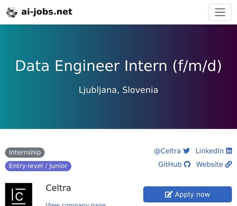 Hiring Internship Data Engineer Intern Fmd In Ljubljana Slovenia Raimljobs