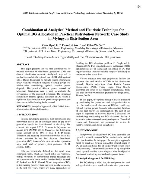 PDF Combination Of Analytical Method And Heuristic Technique For Optimal DG Allocation In