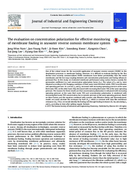Pdf The Evaluation On Concentration Polarization For Effective Monitoring Of Membrane Fouling
