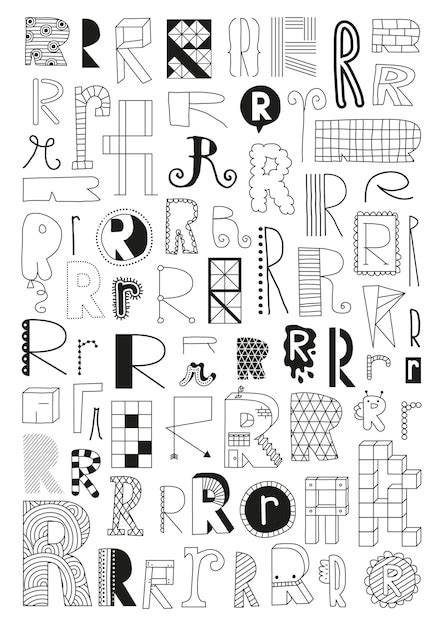 Premium Vector R Vector Letter Set