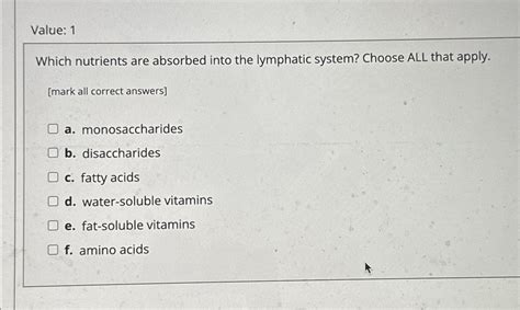 solved value 1which nutrients are absorbed into the