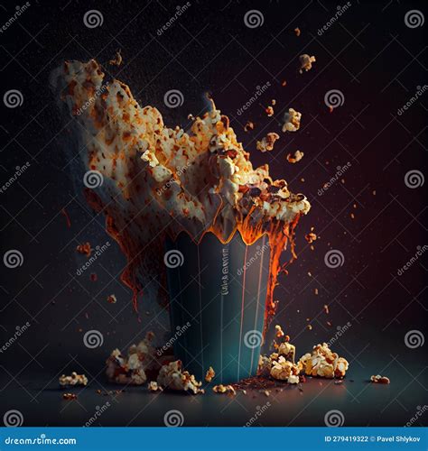 Popcorn Exploding From Inside The Popcorn Box Stock Illustration Illustration Of Snack Black