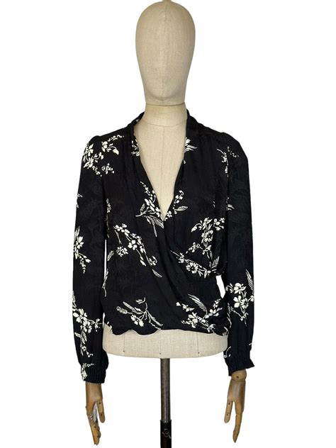 Sezane Sezane Abelia Jacquard Floral Black White Blouse Size 38 Grailed