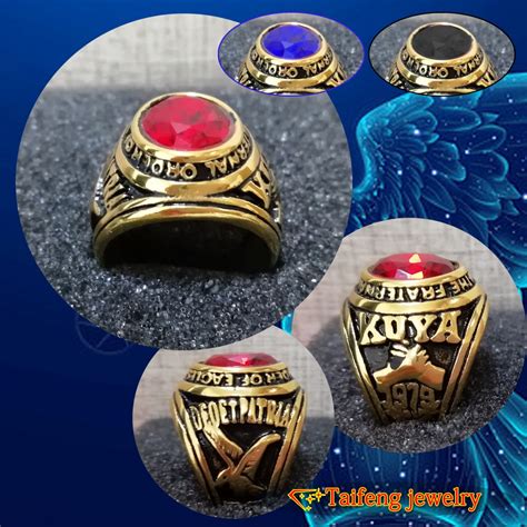 Tfoe Kuya Ring With A Big Redblueblack Gemstone On Top Gold Plated The Fraternal Order Of