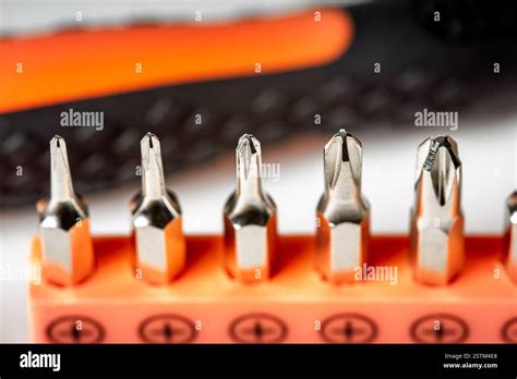 Detail Of Phillips Magnetic Precision Screwdriver Bits On White