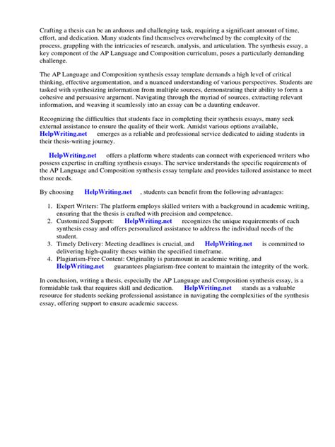 Ap Language And Composition Synthesis Essay Template Pdf Essays