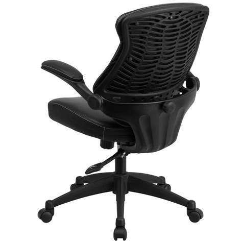 Mid Back Black Leathersoft Executive Swivel Ergonomic Office Chair Wit