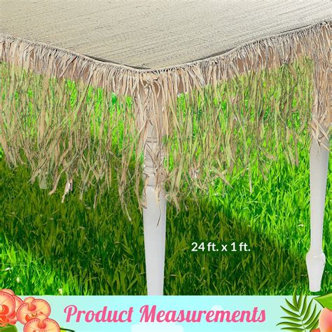 Tikizone24 Foot Long Tiki Bar Raffia Fringe Skirt Thatch Toptoy