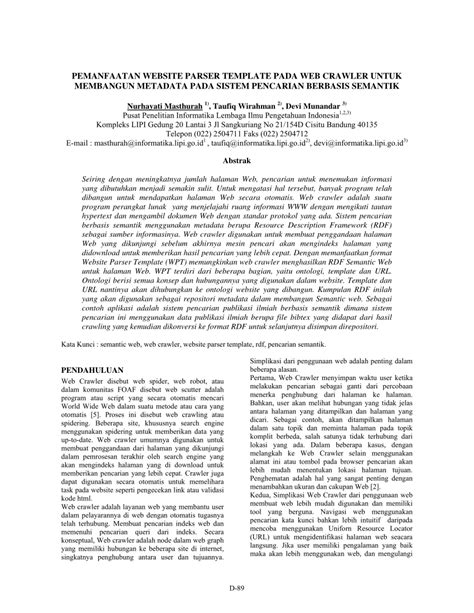 Pdf Pemanfaatan Website Parser Template Pada Web Crawler Untuk