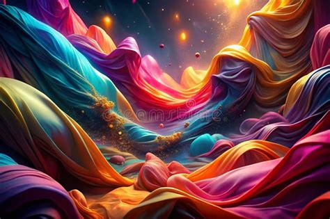 Dynamic Abstract Colorful Fabric Wallpaper A 3d Rendered Floating