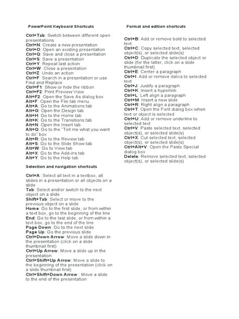Powerpoint Keyboard Shortcuts Pdf Software Computing