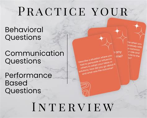 Interview Preparation Flash Cards Instant Download Behavioral Questions Communication Questions