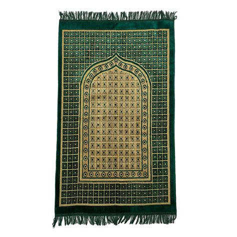 Green Traditional Print Prayer Mat Islamic Prayer Mats