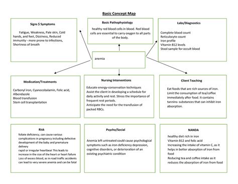 Basic Concept Map Anemia Basic Concept Map Fatigue Weakness Pale Skin Cold Hands And Feet