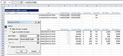 filter create criteria range modify columns and advanced filtering