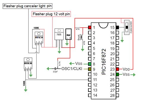 pic microchip microcontroller led turn signal flasher pic16f872