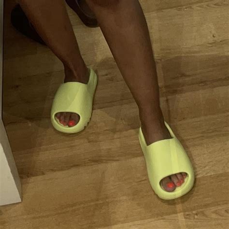 Yeezy Slides Glow Green Size Uk Mens 5 Would Fit Depop