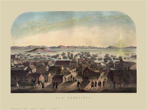 San Francisco California Ca 1850 Birds Eye View Old Maps