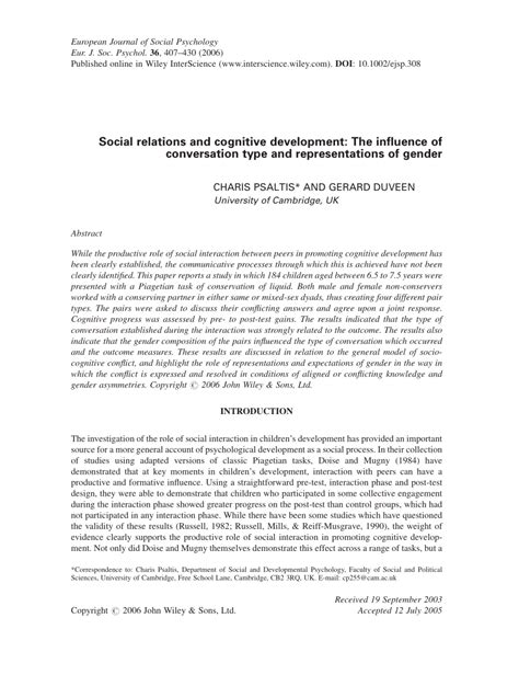 pdf social relations and cognitive development the influence of