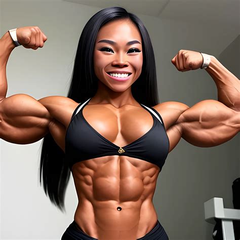 A Triumphant Beautiful Black Filipina Asian Bodybuilder With Wide Set