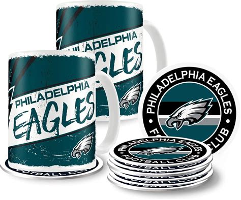 Philadelphia Eagles Mug And Coaster Set 2 Pack 15oz Mugs 8 Pack