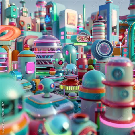Exploring Futuristic Ai Driven Robots In A Vibrant Cyber Cityscape Digital Art Surreal
