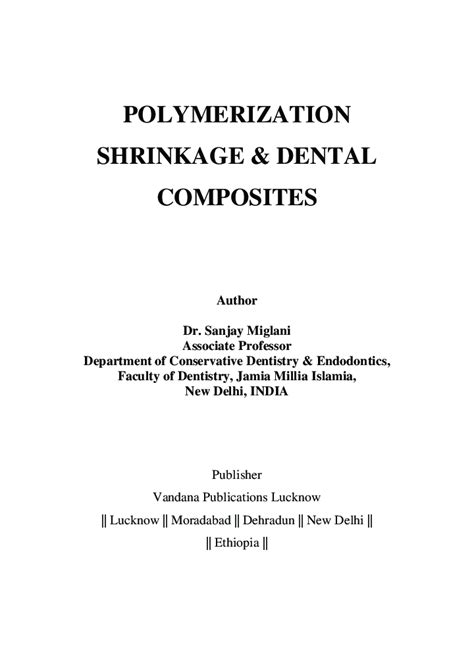 Download Polymerization Shrinkage And Dental Compositesi Pdf Online