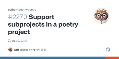Support Subprojects In A Poetry Project Issue 2270 Python Poetry Poetry GitHub