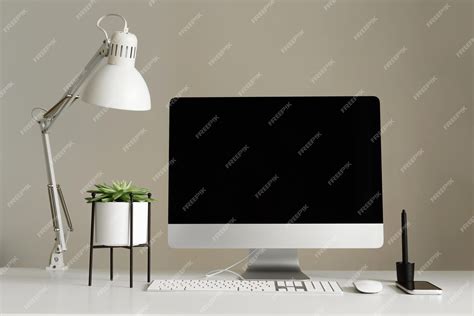 Premium Photo Designer Workspace Minimalistic Home Office Blank