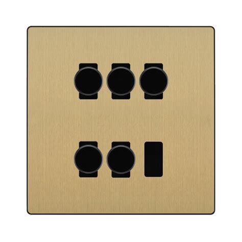 Bg Evolve Satin Brass 5 Gang Trailing Edge Led Dimmer Light Switch 2