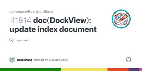 Doc DockView Update Index Document Issue Dotnetcore BootstrapBlazor GitHub