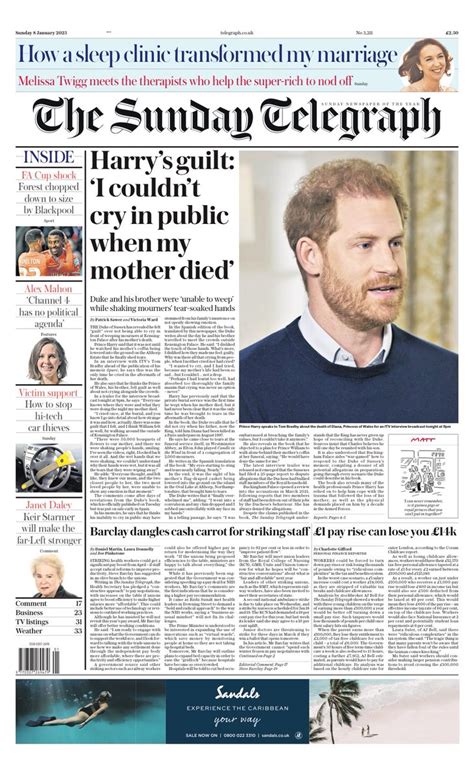 Sunday Telegraph Front Page 8th Of January 2023 Tomorrows Papers Today
