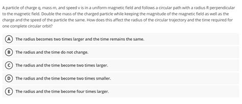 Solved A Particle Of Charge Q Mass M And Speed V Is In A Chegg