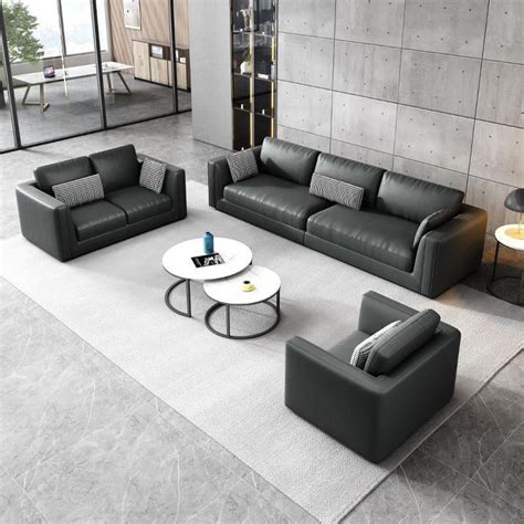 Contemporary Square Arm Couch Black Stain Resistant Standard Sofa