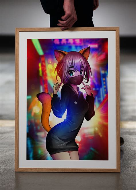 Cute Anime Cat Girl Posters And Prints By Anime Sekai Printler